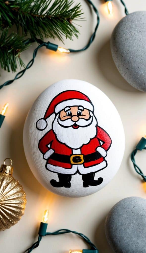 26 Santa Painted Rock Ideas for Festive Holiday Cheer - Living Tickled