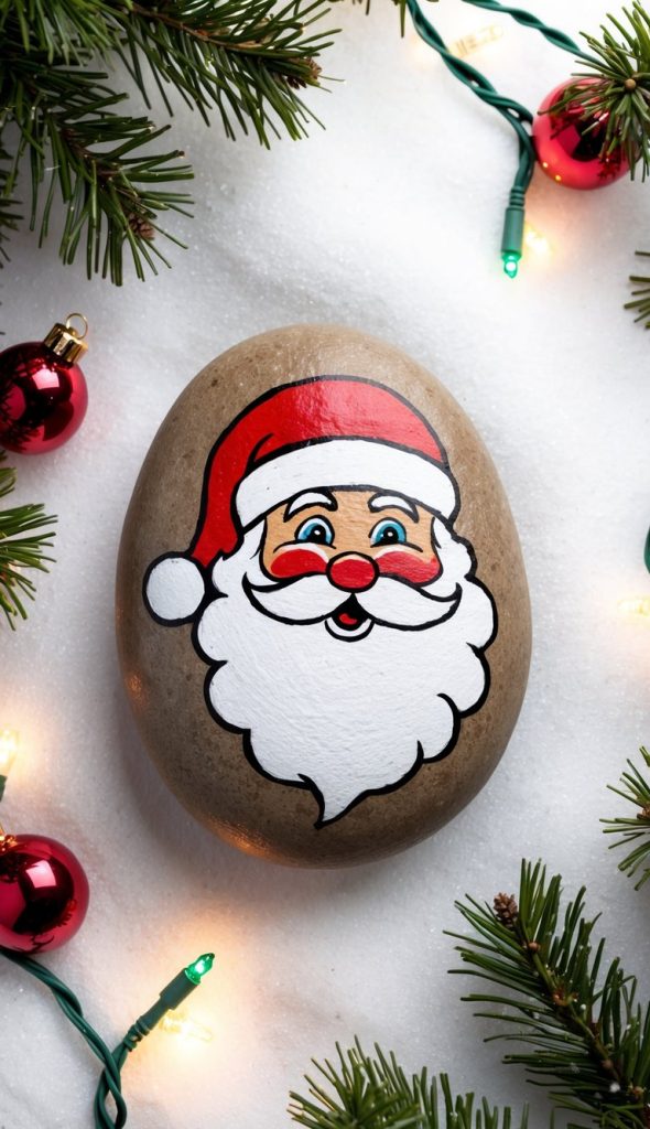 26 Santa Painted Rock Ideas for Festive Holiday Cheer - Living Tickled