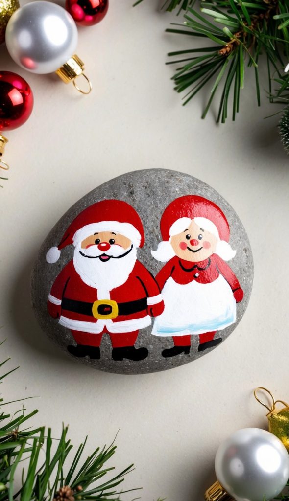 26 Santa Painted Rock Ideas for Festive Holiday Cheer - Living Tickled