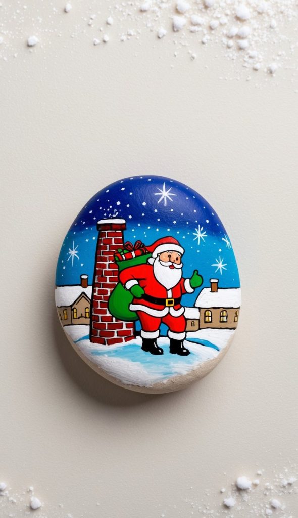 26 Santa Painted Rock Ideas for Festive Holiday Cheer - Living Tickled