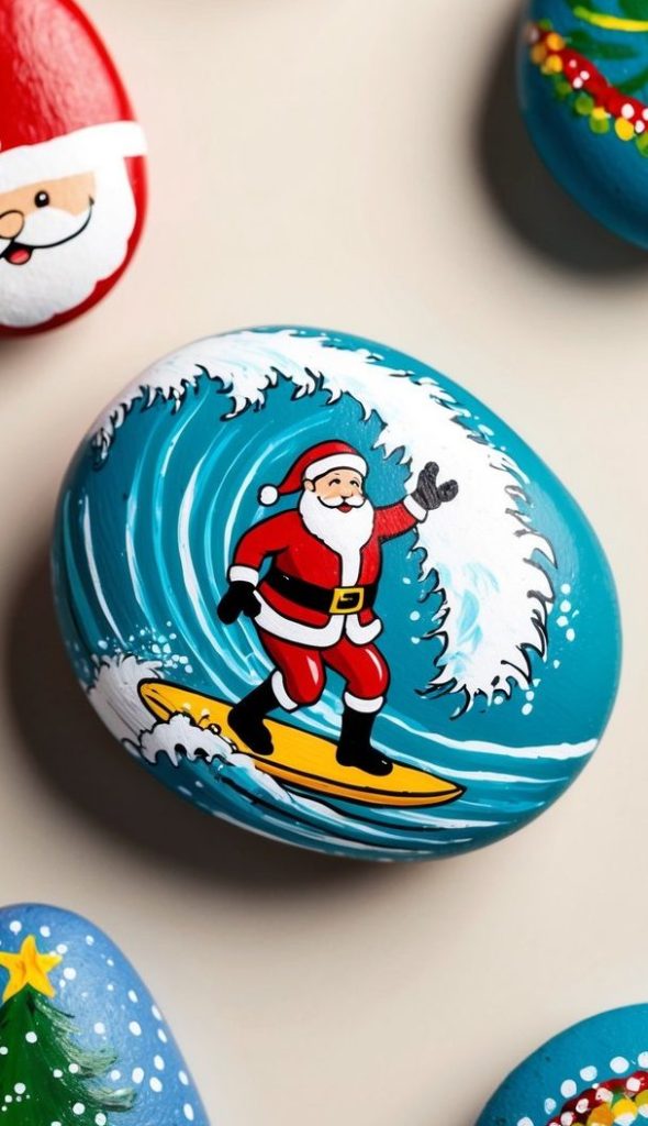 26 Santa Painted Rock Ideas for Festive Holiday Cheer - Living Tickled