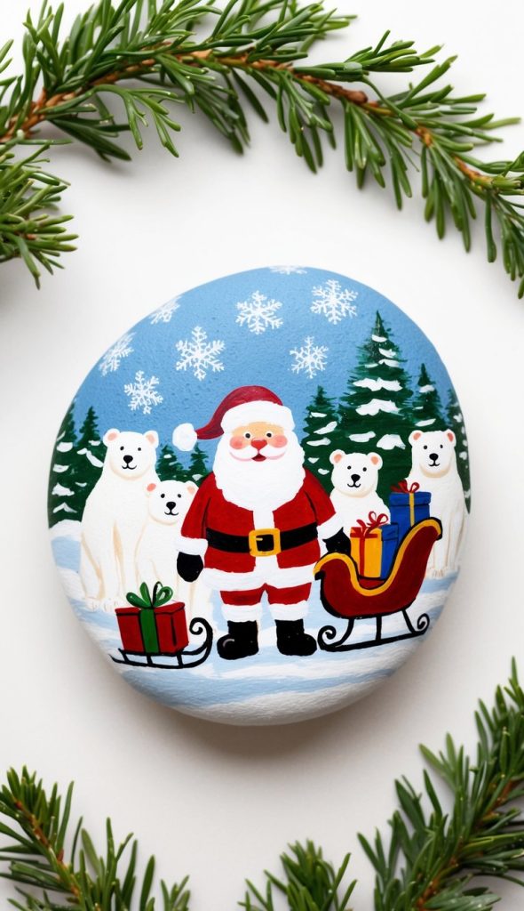 26 Santa Painted Rock Ideas for Festive Holiday Cheer - Living Tickled