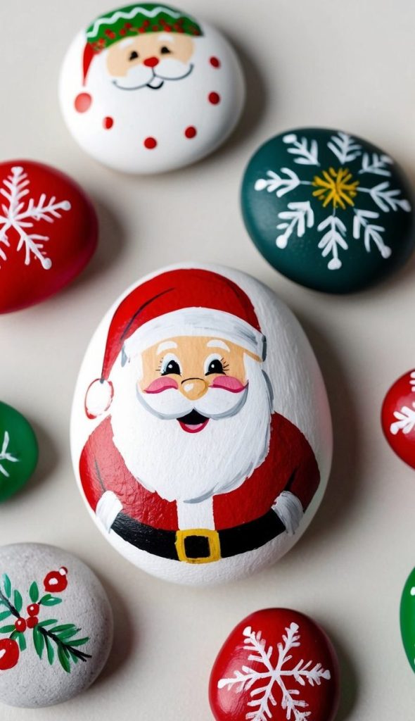26 Santa Painted Rock Ideas for Festive Holiday Cheer - Living Tickled