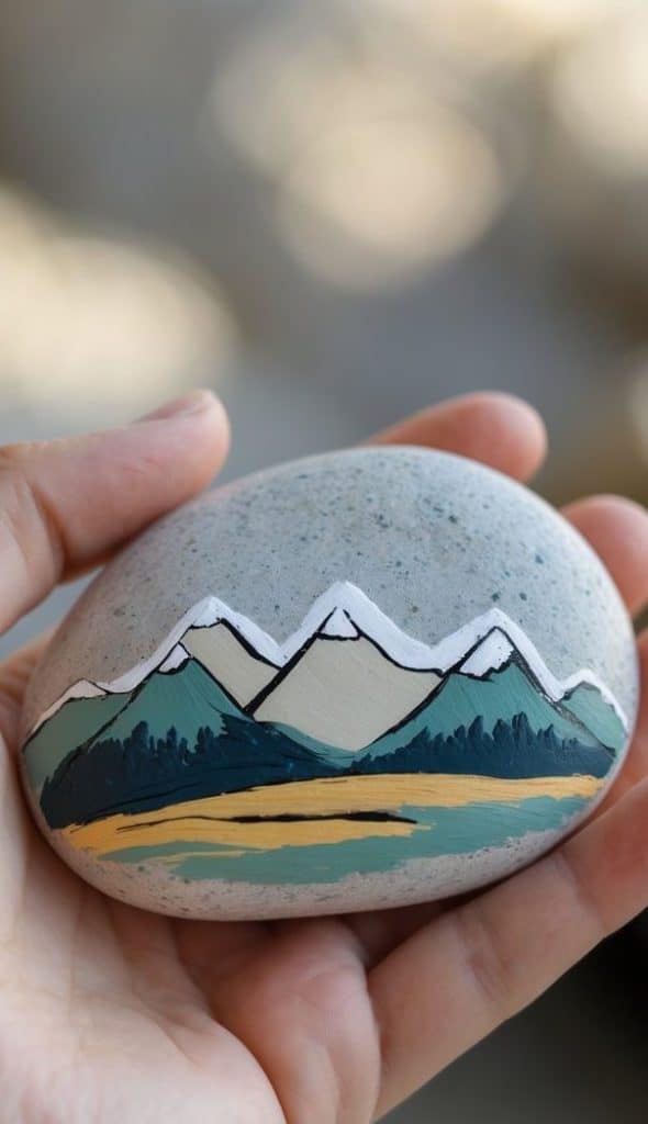 17 Mountain Painted Rock Ideas for Scenic Decor - Living Tickled