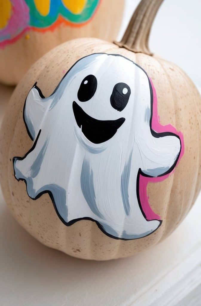 20 Painted Pumpkins With Ghosts Ideas for Fun & Spooky Decor - Living ...