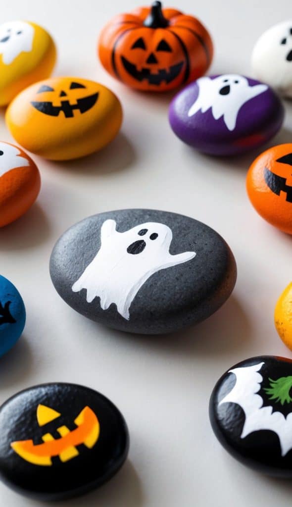 48 Spooky Halloween Painted Rock Ideas for Festive Fall Crafts