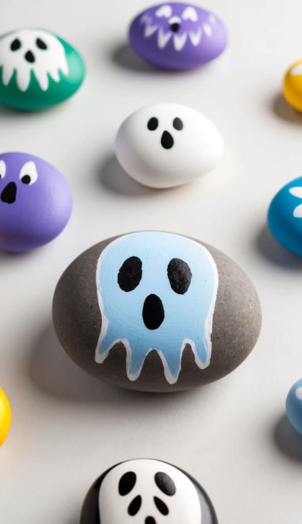 43 Cute Ghost Painted Rock Ideas for Easy Halloween Fun