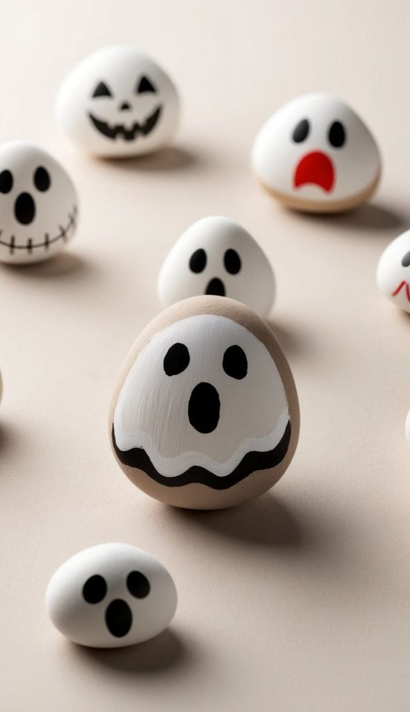 43 Cute Ghost Painted Rock Ideas for Easy Halloween Fun