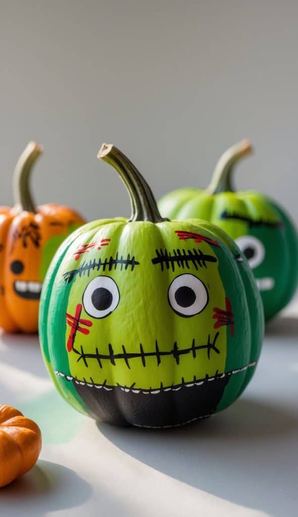 16 Frankenstein Painted Pumpkin Ideas for Spooky and Fun Halloween Decor