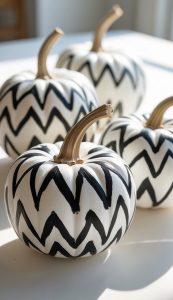 24 Black and White Painted Pumpkin Ideas for Stylish Halloween Decor