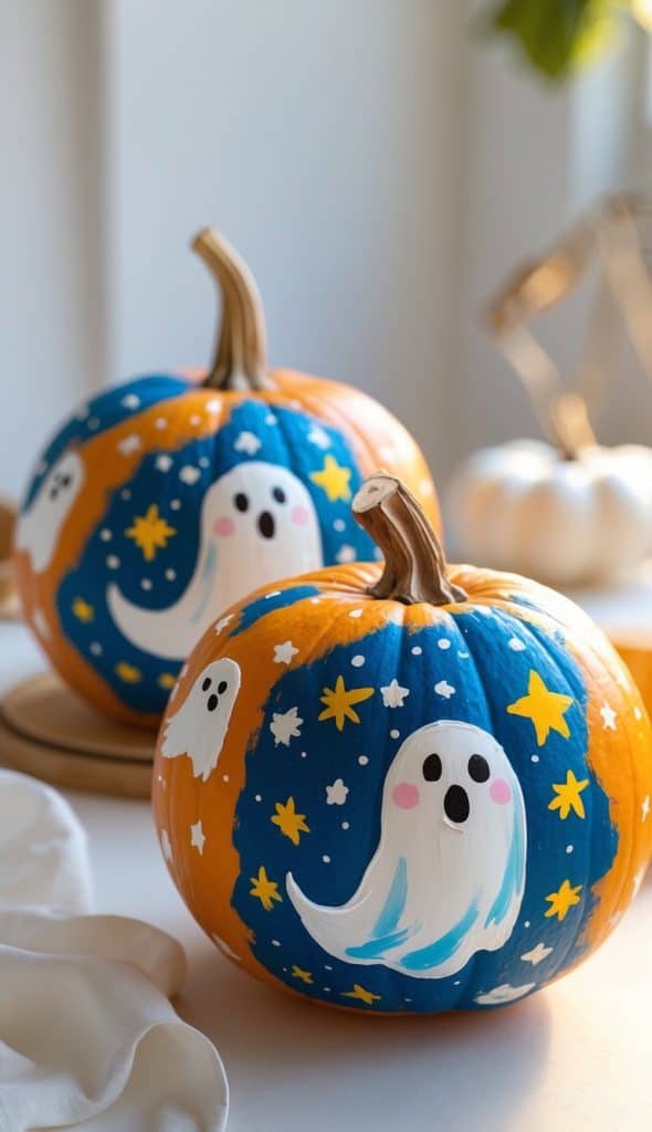 20 Painted Pumpkins With Ghosts Ideas for Fun & Spooky Decor - Living ...