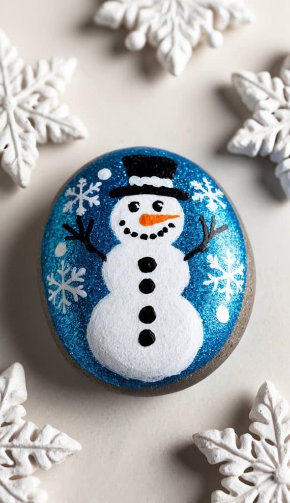 44 Frosty Snowman Painted Rock Ideas for Fun Winter DIY Crafts