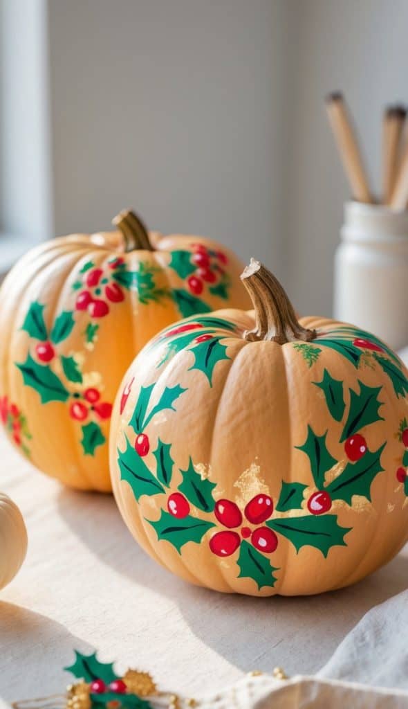 20 Christmas Painted Pumpkin Ideas That Bring Cheer to Your Home