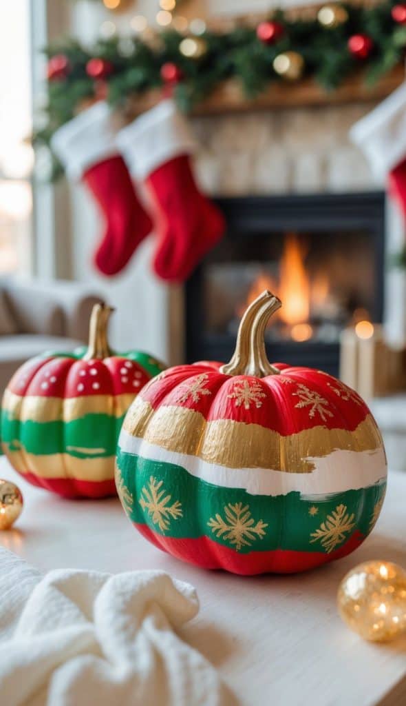 20 Christmas Painted Pumpkin Ideas That Bring Cheer to Your Home