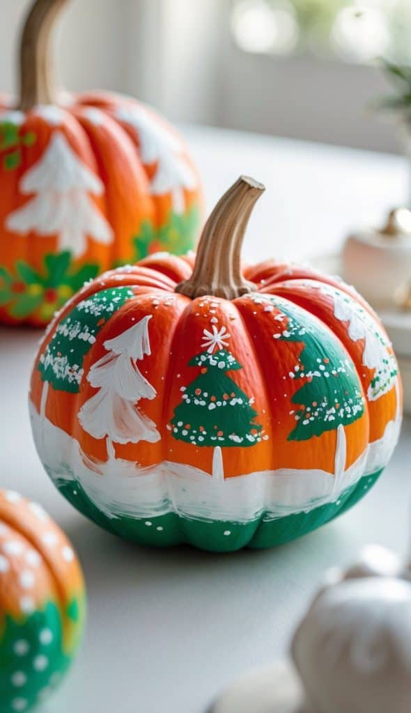 20 Christmas Painted Pumpkin Ideas That Bring Cheer to Your Home