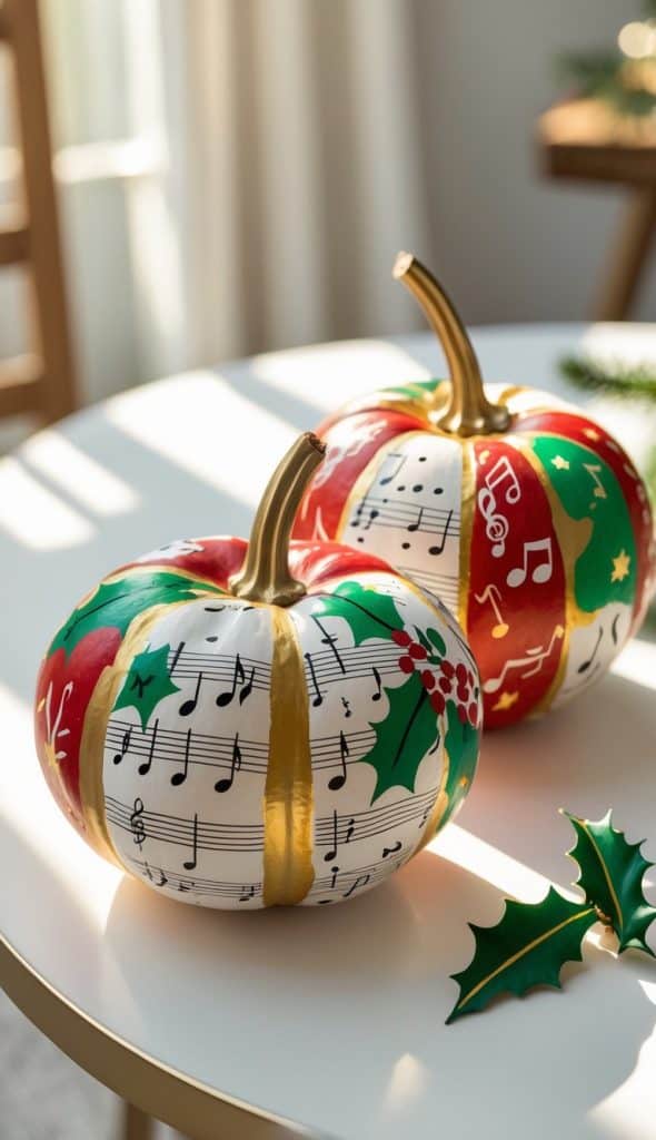 20 Christmas Painted Pumpkin Ideas That Bring Cheer to Your Home