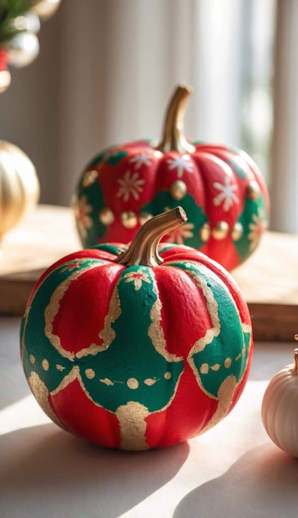 20 Christmas Painted Pumpkin Ideas That Bring Cheer to Your Home